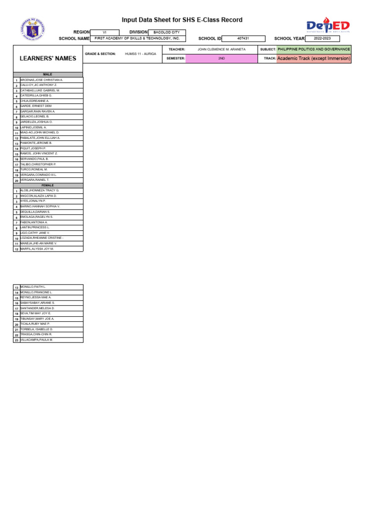 Humss 11 Auriga E-Class | PDF