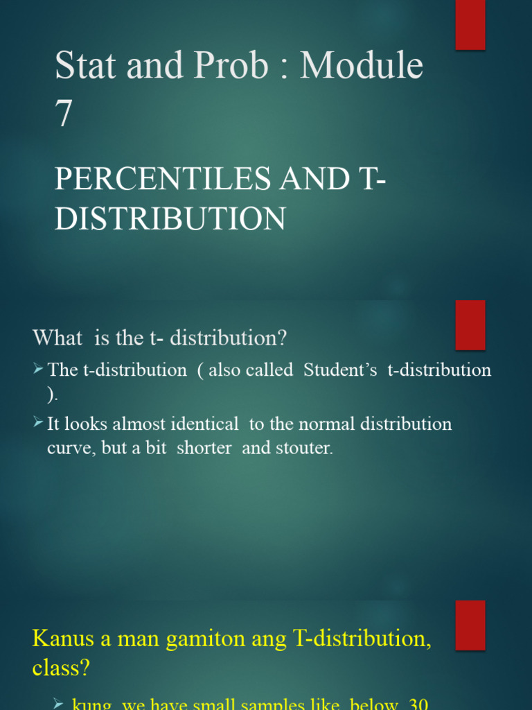 Understanding T-Distribution and Percentiles | PDF | Percentile ...