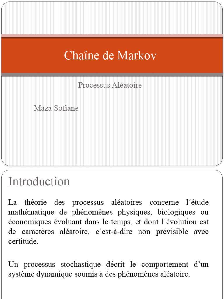 Chapitre 02 Chaîne de Markov Slides | PDF | Processus stochastique | Chaîne de Markov