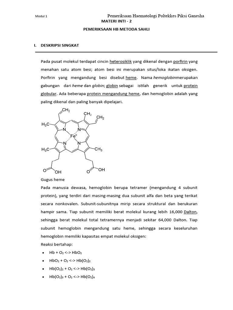 Pemeriksaan Hemoglobin Metoda Sahli | PDF | Sains & Matematika
