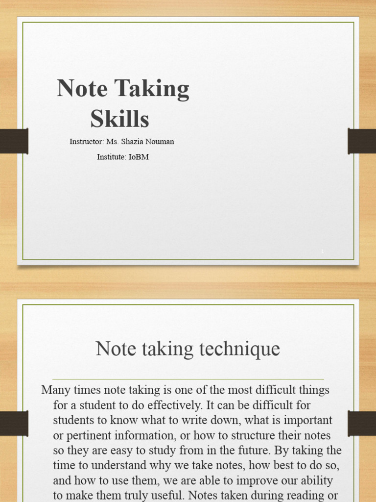 Note Taking | PDF | Lecture | Cognition