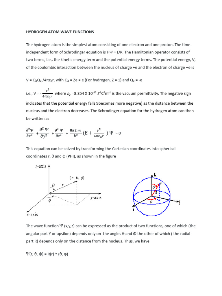 3.hydrogen Atom Wave Functions | PDF | Atomic Orbital | Electron
