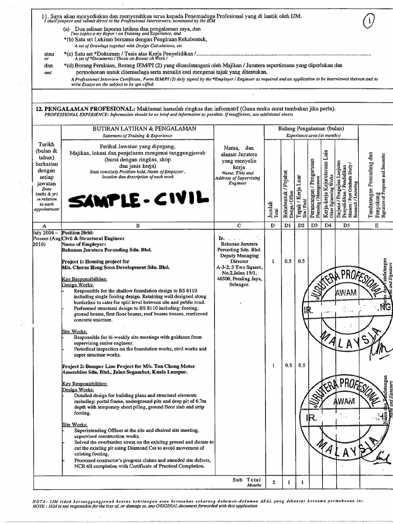 Sample Exp - Civil Engineering (Ii) | PDF