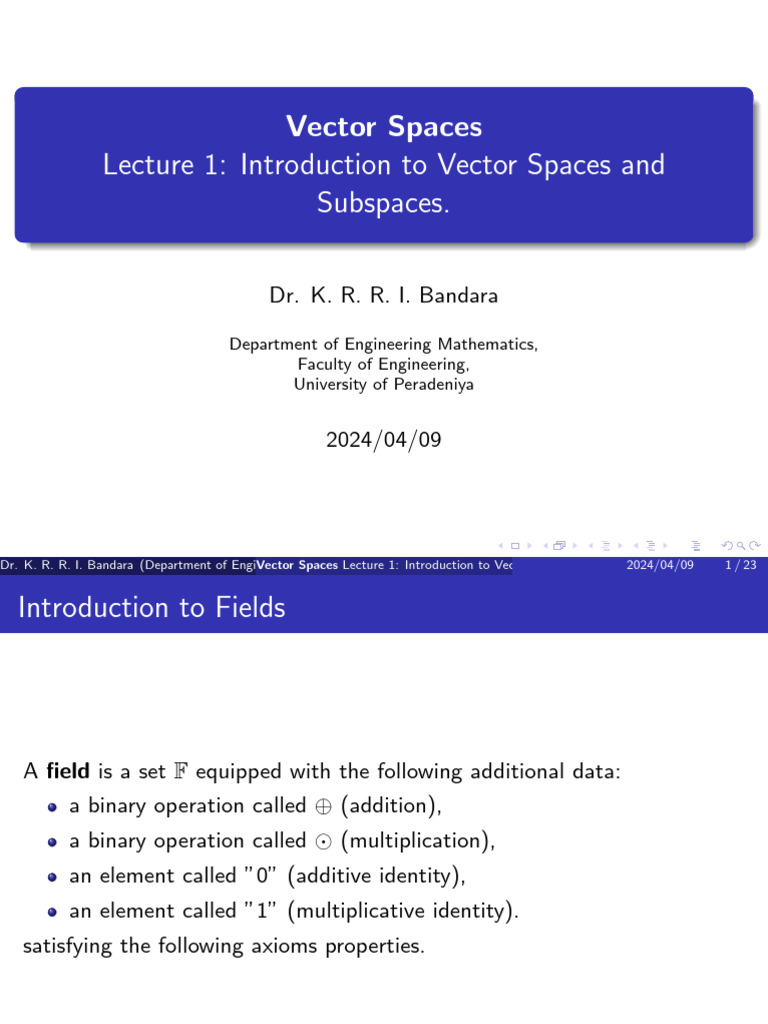Vector Spaces | Download Free PDF | Vector Space | Linear Subspace