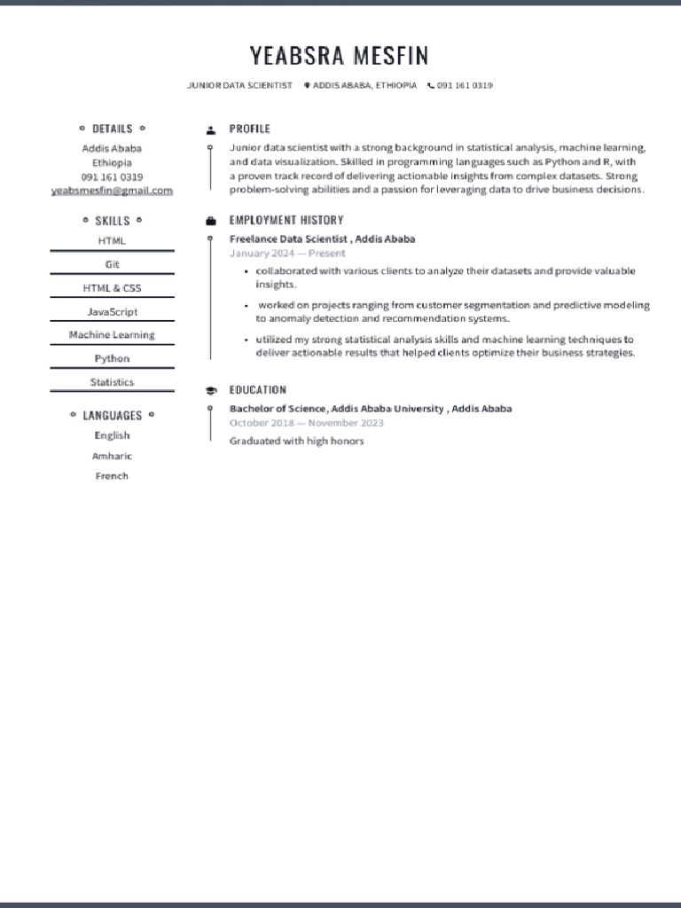 Yeabsra CV | PDF