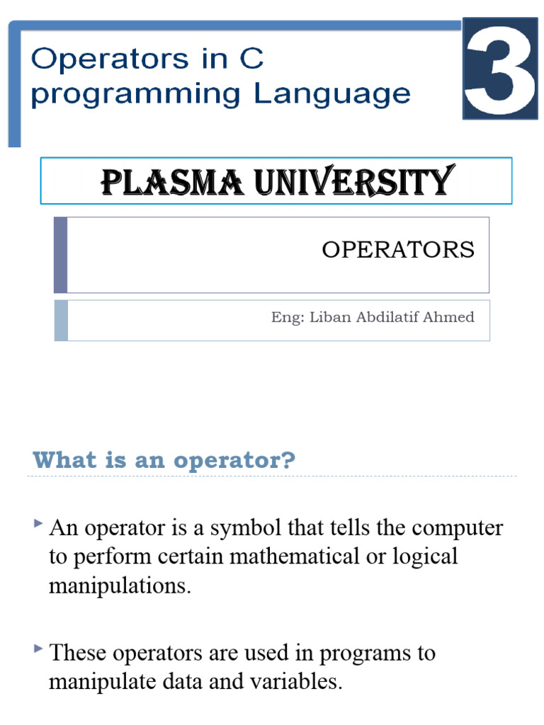 Chapter 3 Operators in C Programming Languages | PDF | Computer ...