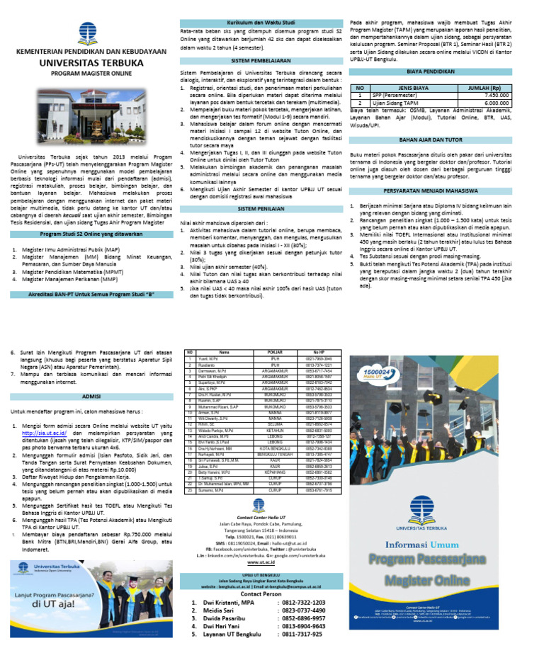 Brosur S2 UT Bengkulu 2021 | PDF