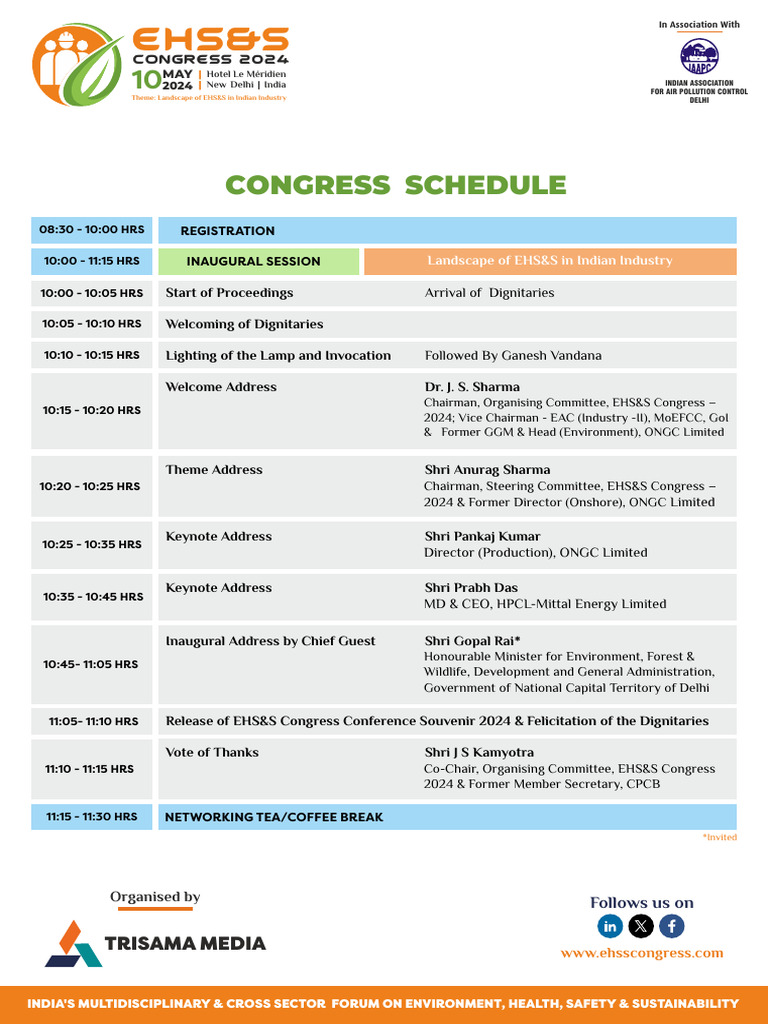 EHS&S Congress 2024 Schedule Overview | PDF | Technology & Engineering