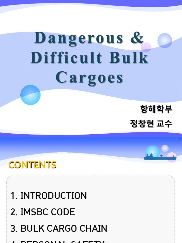 4주 - IMSBC Code - BULK | PDF | Cargo | Ships