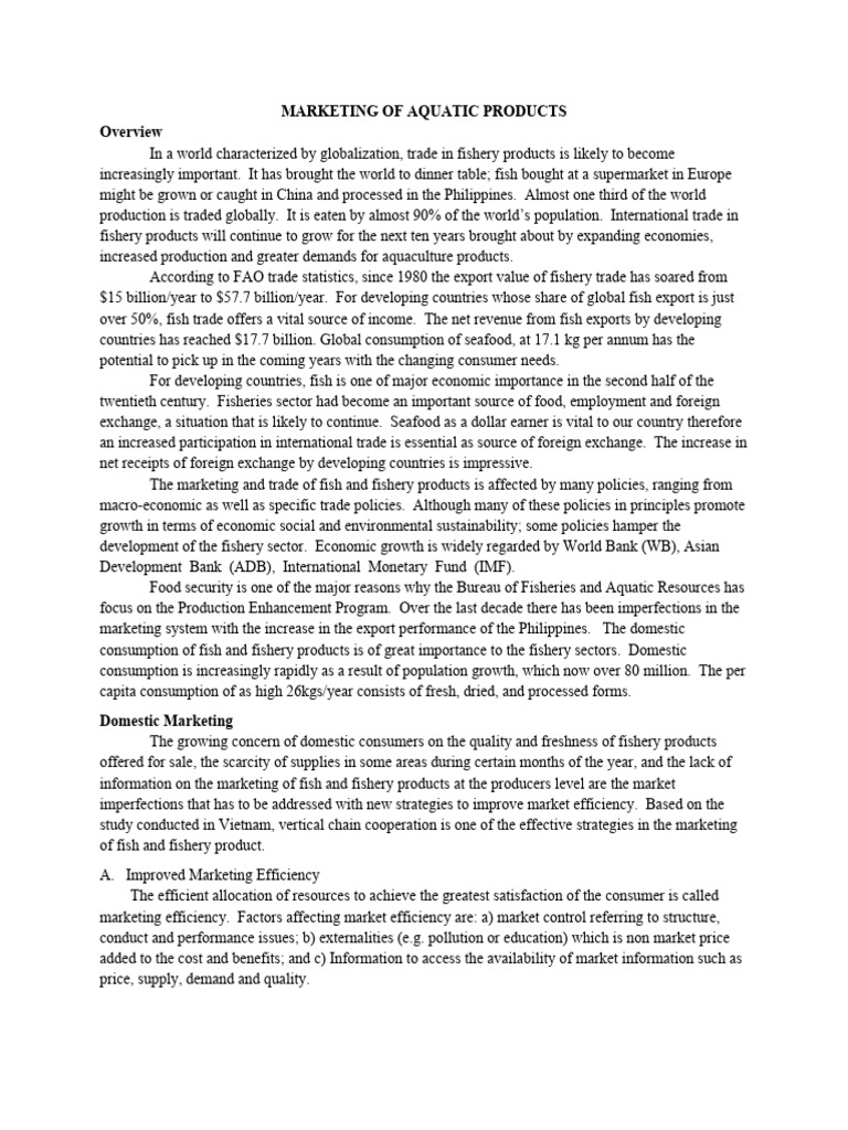 7.marketing Fish and Fishery Products, BFAR | PDF | Market (Economics ...