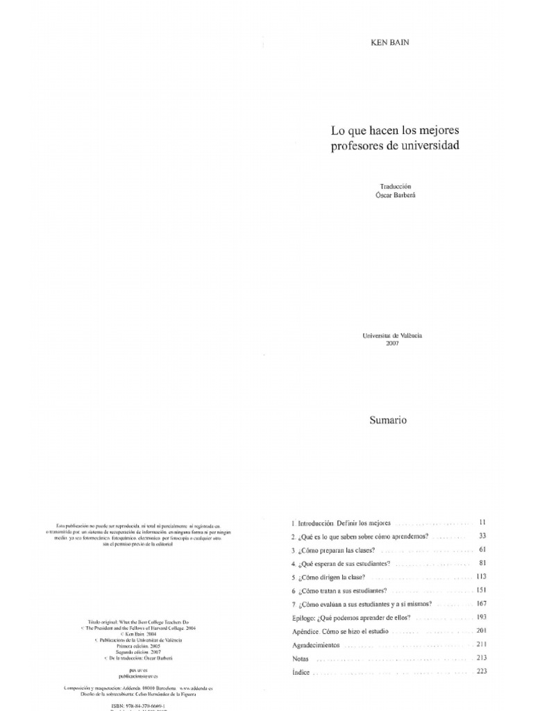 Ken Bain, Cap 1-Lo Que Hacen Los Mejores Profesores de Universidad | PDF