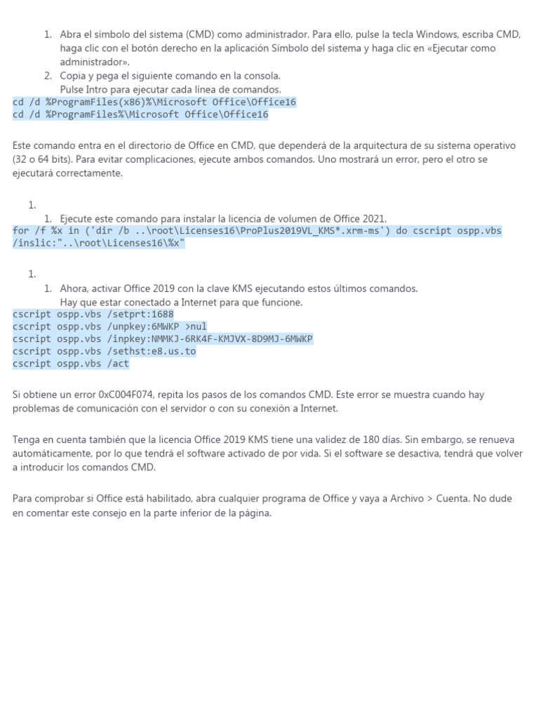 Activación CMD | PDF