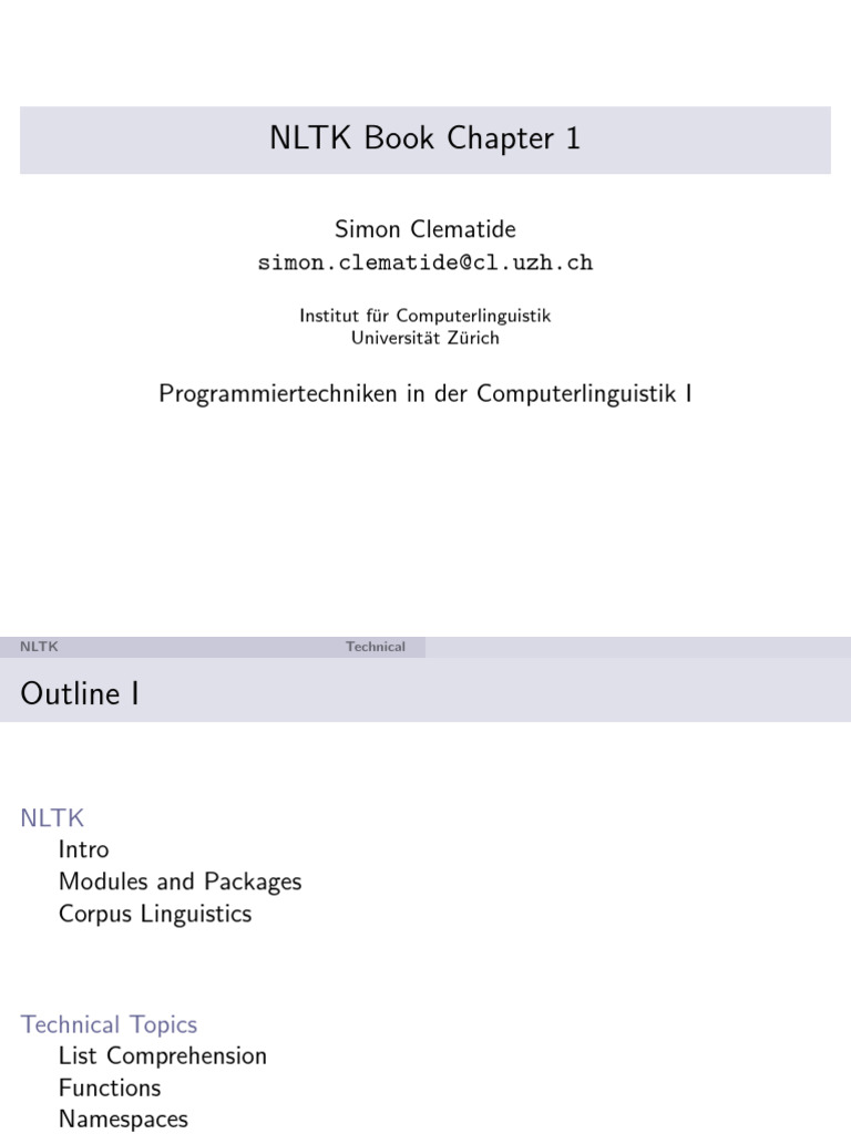 l09 nltk1 Slides | PDF | Parameter (Computer Programming) | Python (Programming Language)