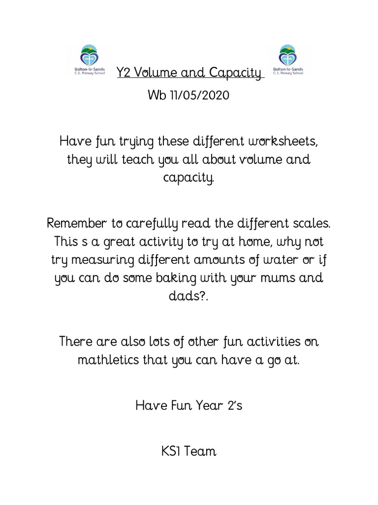 Year 2 Volume and Capacity Workbook 11.05.20 | PDF