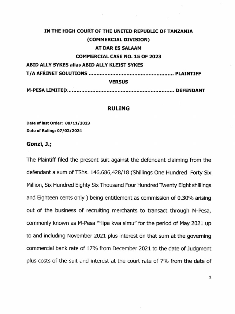 Abid Ally Sykes Alias Abid Ally Kleist Sykes Ta Afrinet LTD Vs MPesa ...