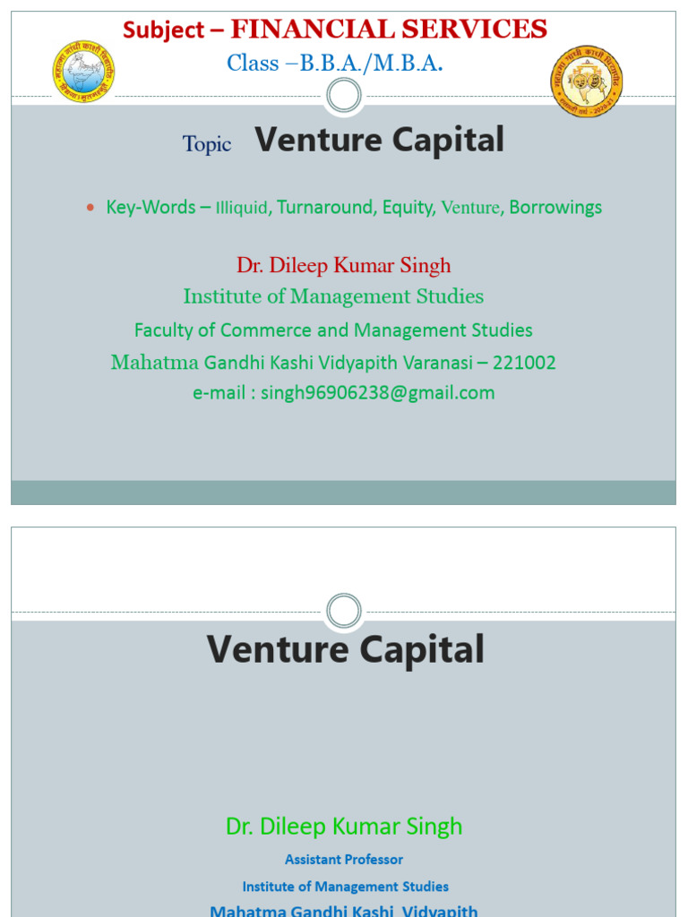 Venture Capital: Subject - Financial Services | PDF | Venture Capital | Corporate Finance