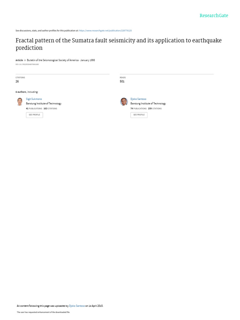 Sukmono 1998 | Download Free PDF | Earthquakes | Fractal