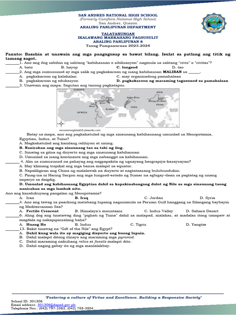 Ap 8 Q2 Exam | PDF