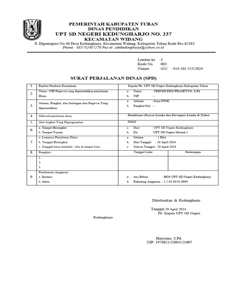 SPPD Pak Frendi Pjok | PDF