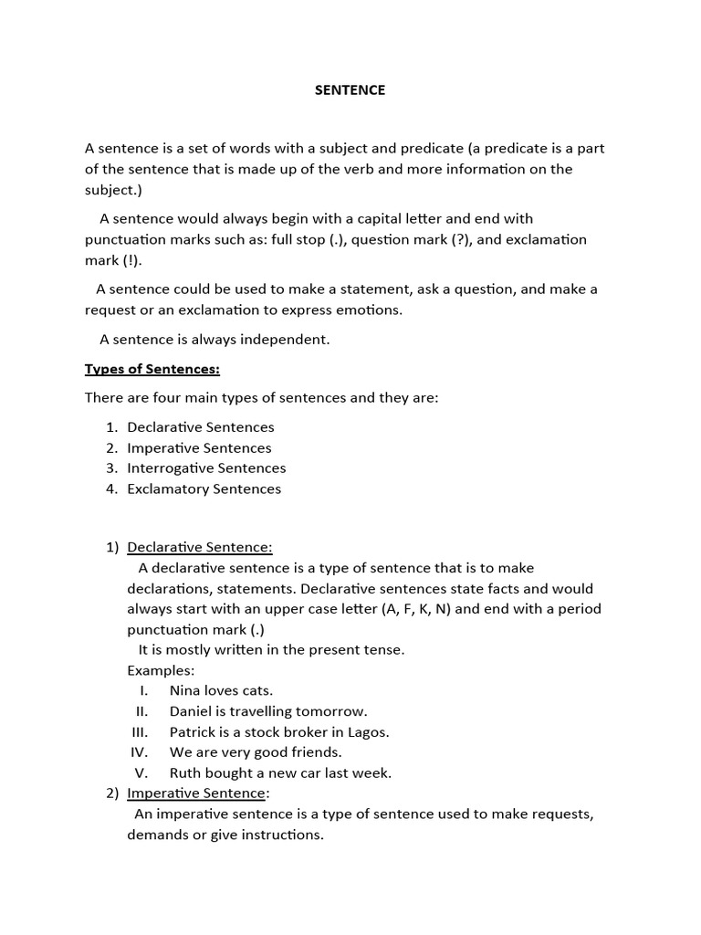 Sentence | PDF | Sentence (Linguistics) | Question