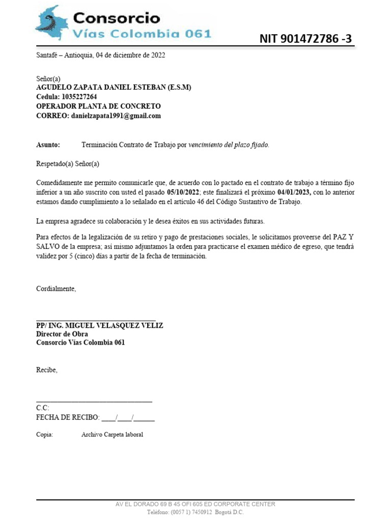 Modelo Cartas Preaviso - Inicial | PDF