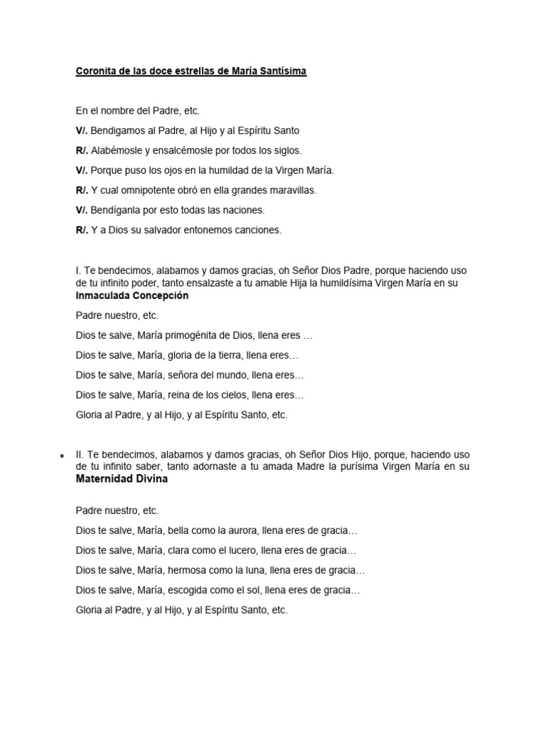 Coronilla de Las 12 Estrellas | PDF | María, madre de Jesús | Dios