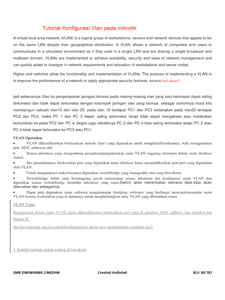 Tutorial Konfigurasi Vlan Pada Mikrotik | PDF | Teknologi & Rekayasa