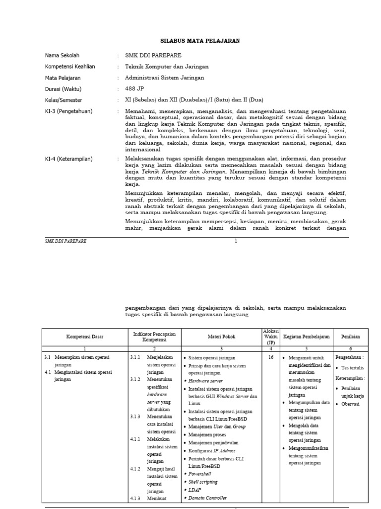 Silabus Asj 1-2 | PDF