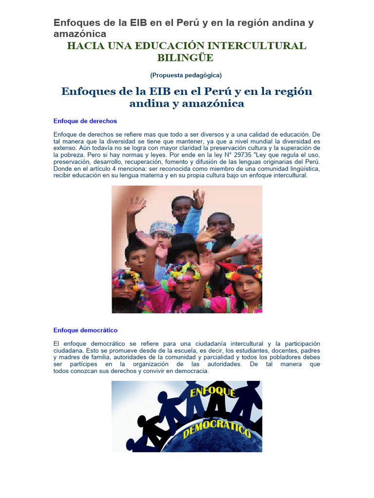 Enfoques de La EIB en El Perú y en La Región Andina y Amazónica | Descargar gratis PDF ...