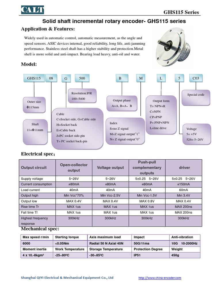 Solid Shaft encoder-GHS115 Series | PDF | Computer Engineering | Electrical Components