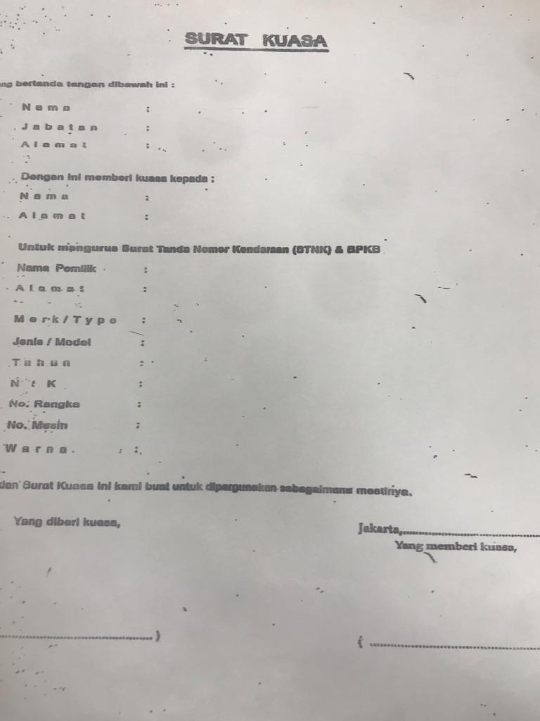 Surat Pengurusan STNK | PDF