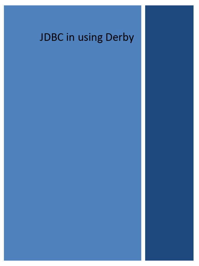 Java Jdbc Apache Derby Commands Pdf Computer Data Information Technology Management