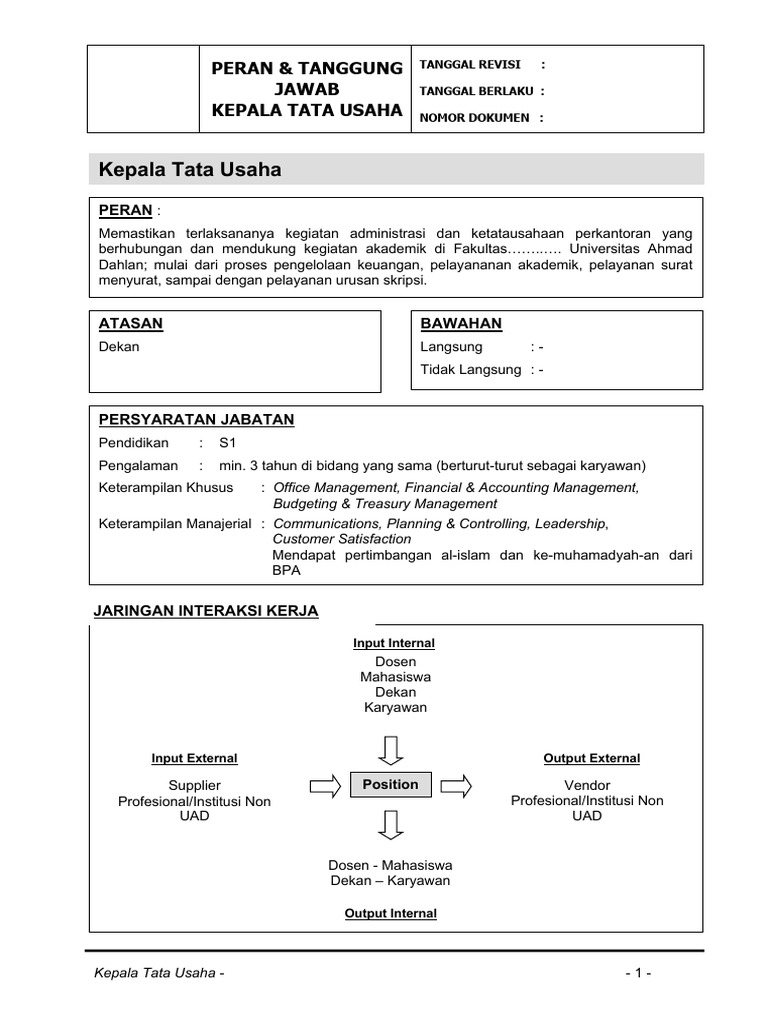 Contoh Template Job Des Dan Job Specs | PDF | Karier & Perkembangan