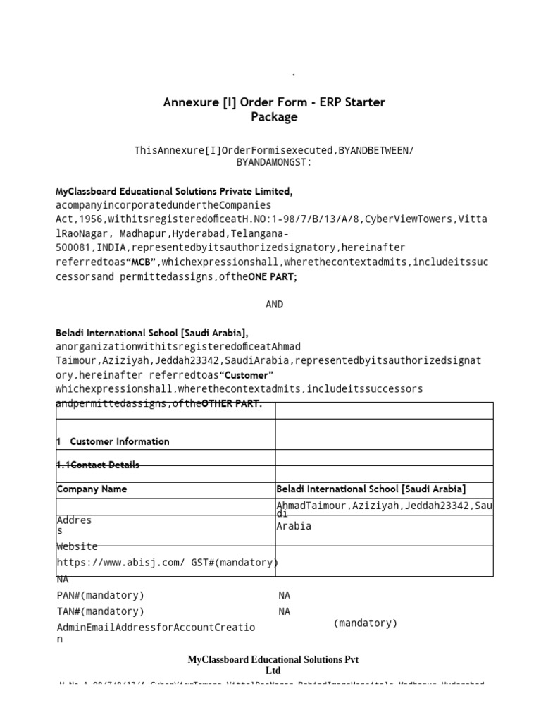 ERP Starter Package Order Form | PDF | Business