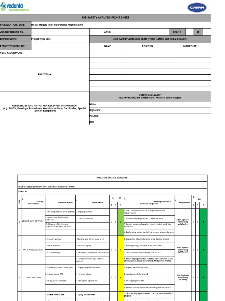 Jsa - PWHT | Download Free PDF | Shift Work | Safety