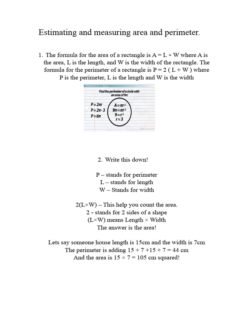 Estimating and Measuring Area and Perimeter | PDF