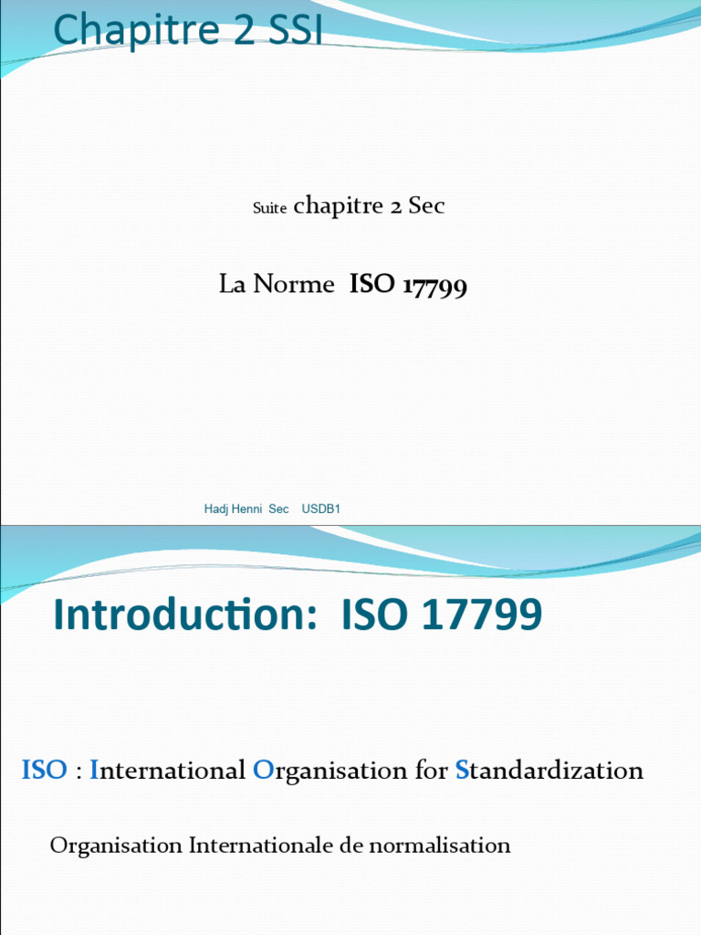 Chapitre 2 Suite La Norme ISO 17799 | PDF | Sécurité des systèmes d'information | Sécurité