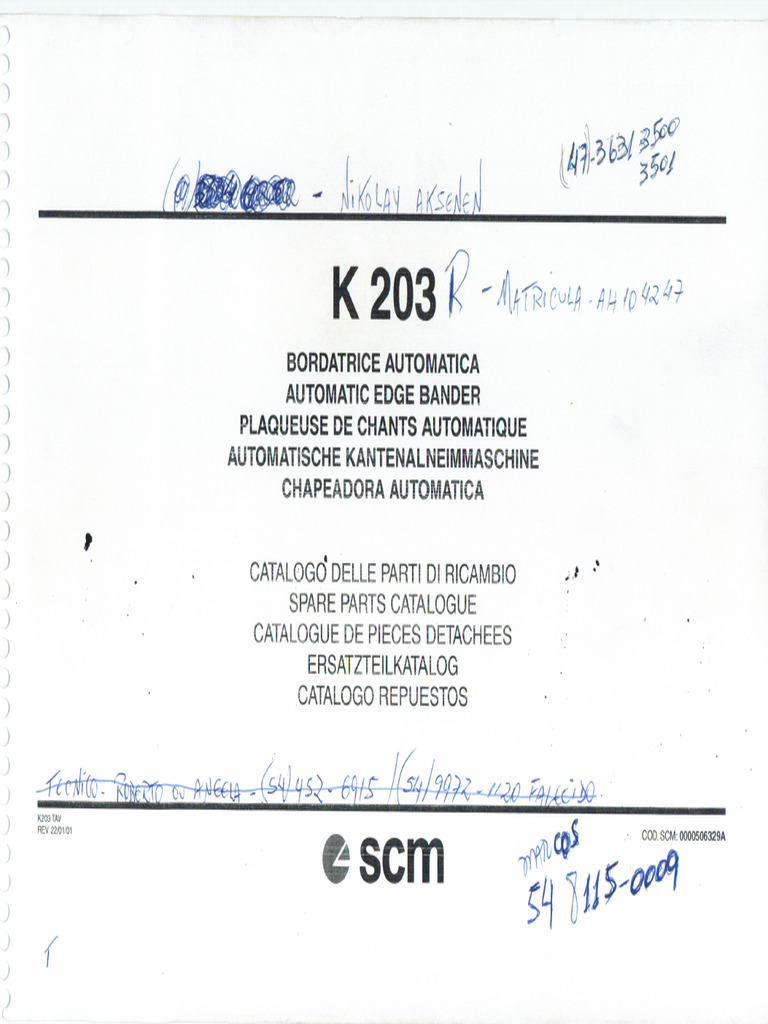 Manual Coladeira de Bordo SCM K203-R | PDF
