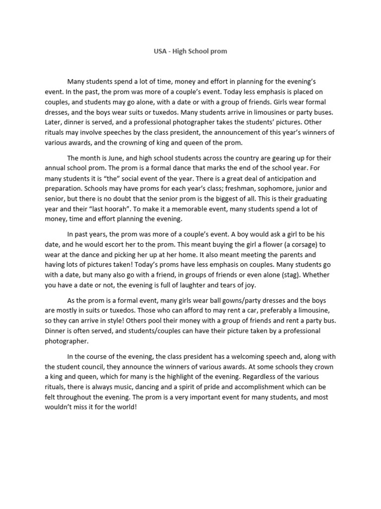 USA - High School Prom | Download Free PDF | Prom