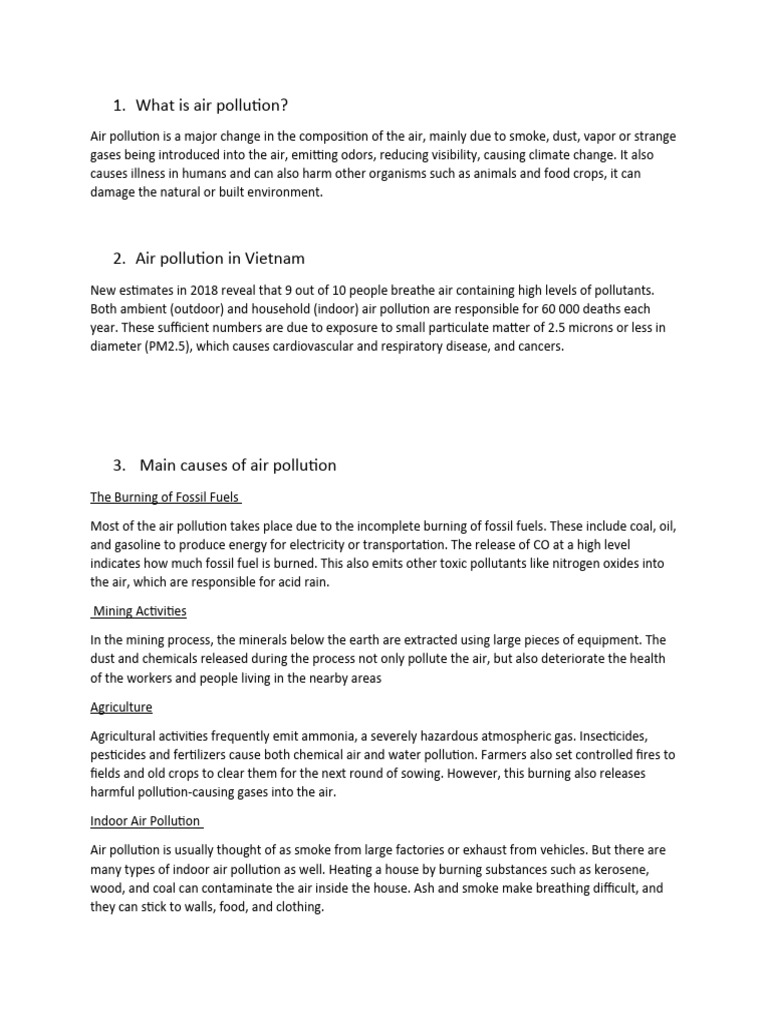 Ô nhiễm không khí SCRIPT 2 | PDF | Air Pollution | Atmosphere Of Earth