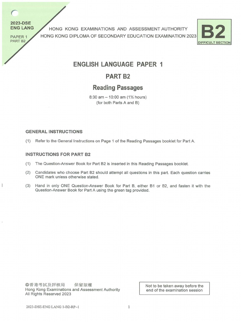 2023 Hkdse 1B2 | PDF