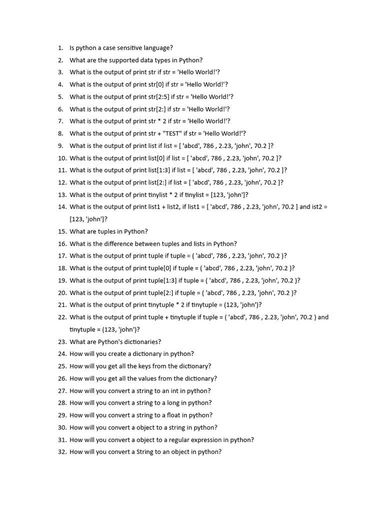 Python Interview Question Pdf String Computer Science Control Flow 3625