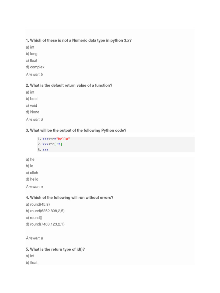 Python Objective Question | PDF | Parameter (Computer Programming) | Constructor (Object ...