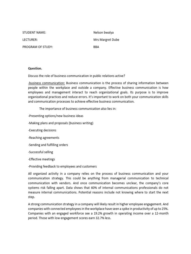 BBA111 Task | PDF | Public Relations | Communication
