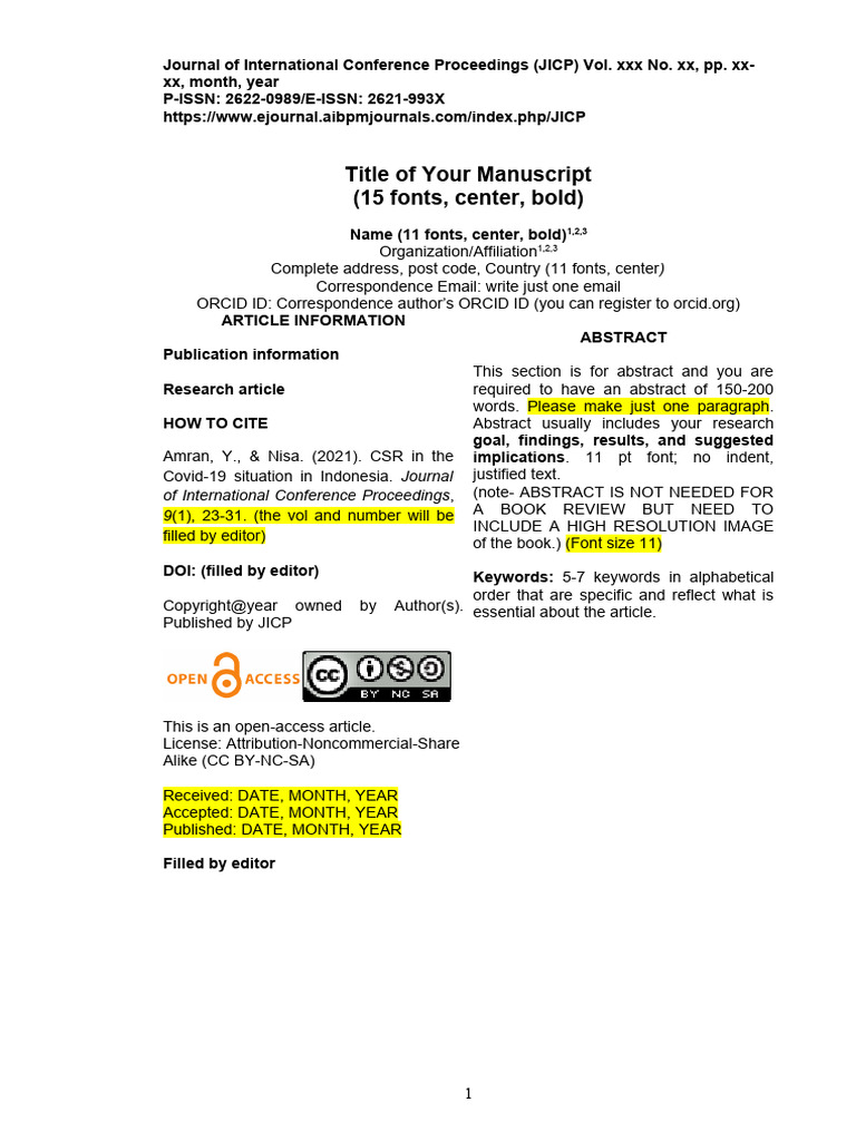 Full Paper Template | PDF | Paragraph | Written Communication