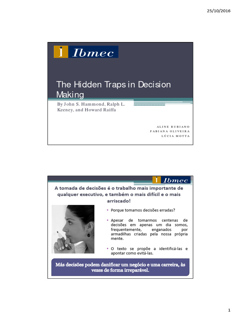 Sem4 Hidden Traps in Decision Making | PDF | Pensamento | Empréstimos