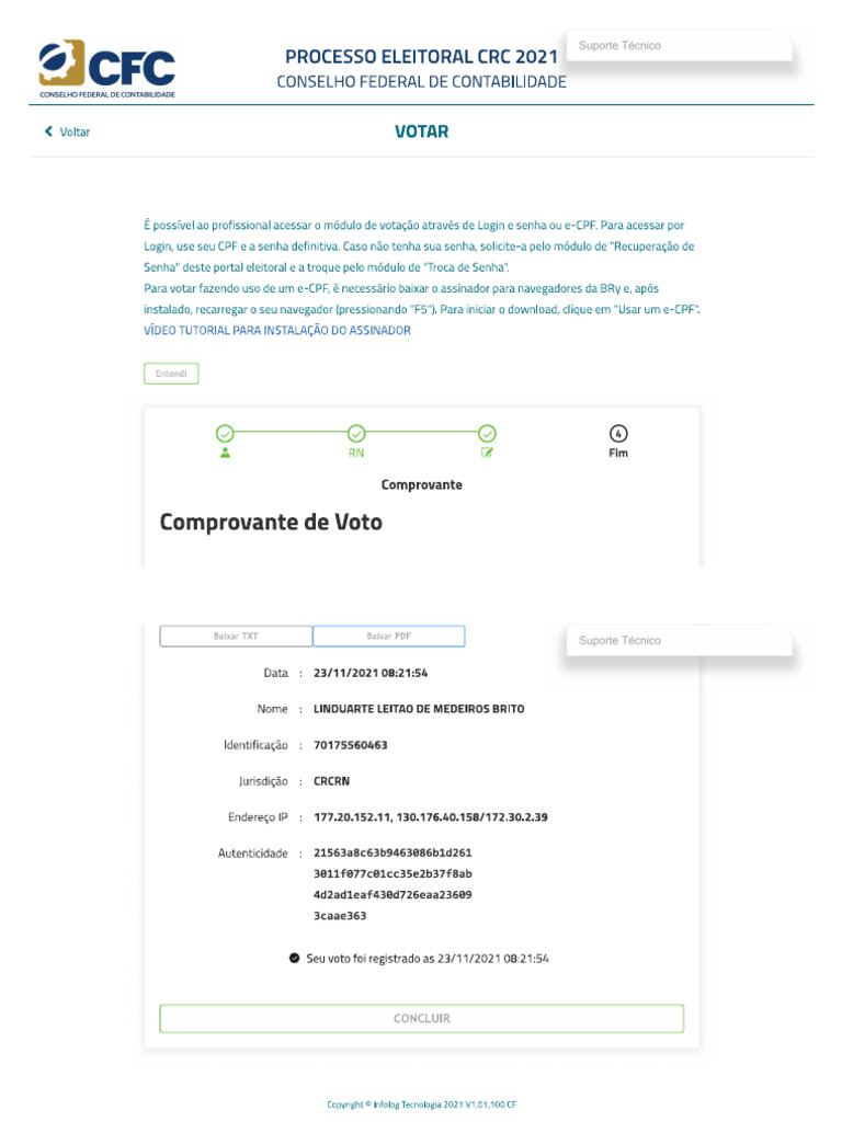 Comprovante Voto | PDF