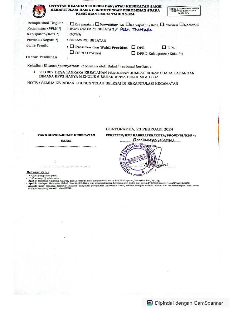 Catatan Kejadian Khusus Tanrara | PDF