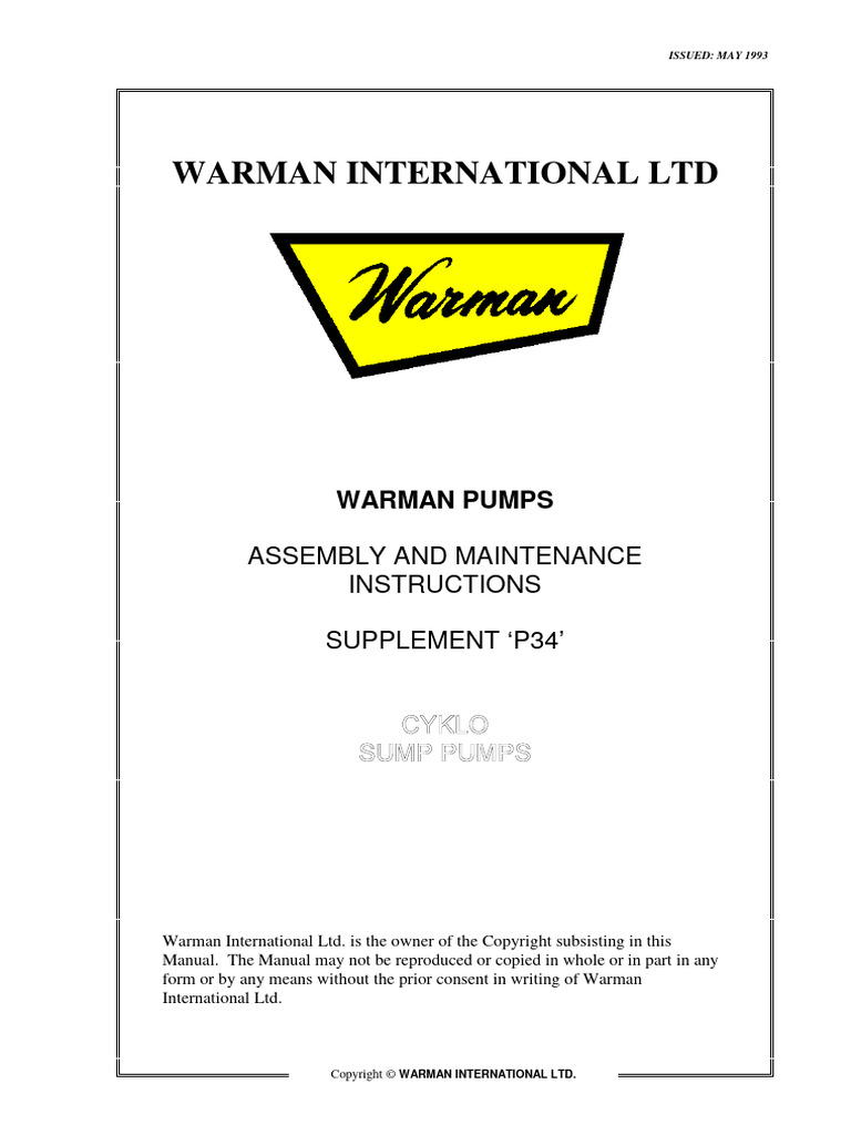 P34 Cyklo Sump Pumps MAY93 | PDF | Pump | Screw