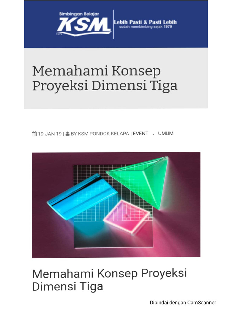 Konsep Proyeksi Dimensi Tiga | PDF